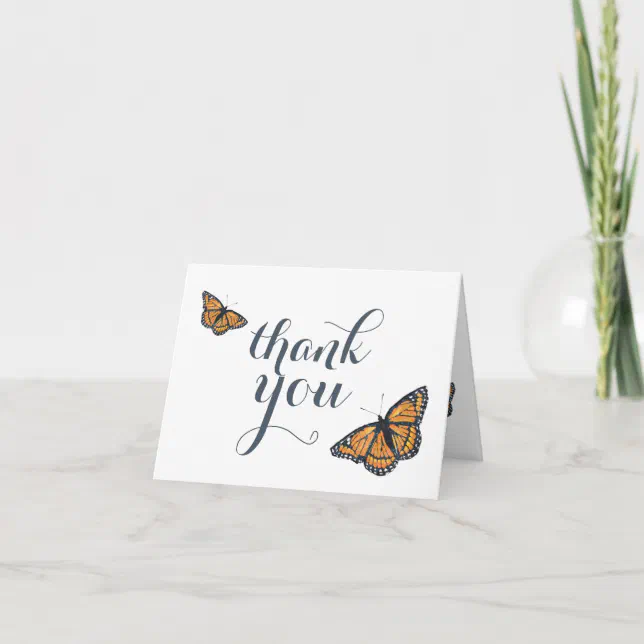 Pretty Monarch Butterfly Art Thank You Note Card | Zazzle