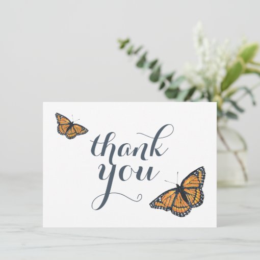 Pretty Monarch Butterfly Art Thank You Notes | Zazzle