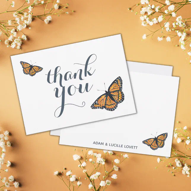 Pretty Monarch Butterfly Art Thank You Notes | Zazzle