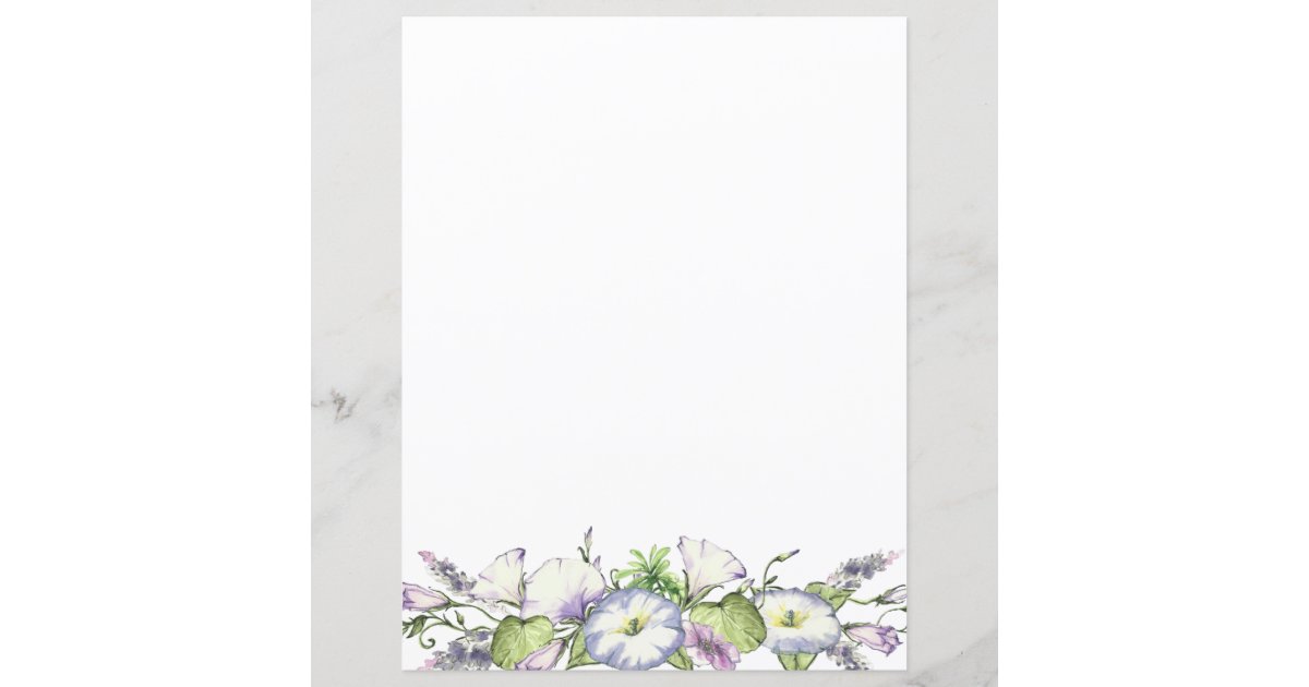 Pretty Morning Glory Stationery Paper | Zazzle
