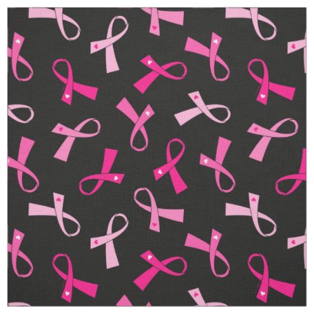 Love and Support Pink Ribbon Pattern Fabric | Zazzle