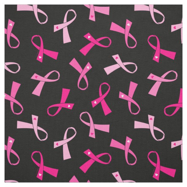 Love and Support Pink Ribbon Pattern Fabric | Zazzle