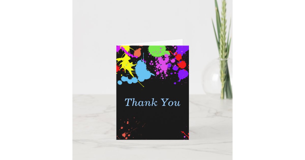 Pretty Neon, Paint Splatter Thank You Cards | Zazzle