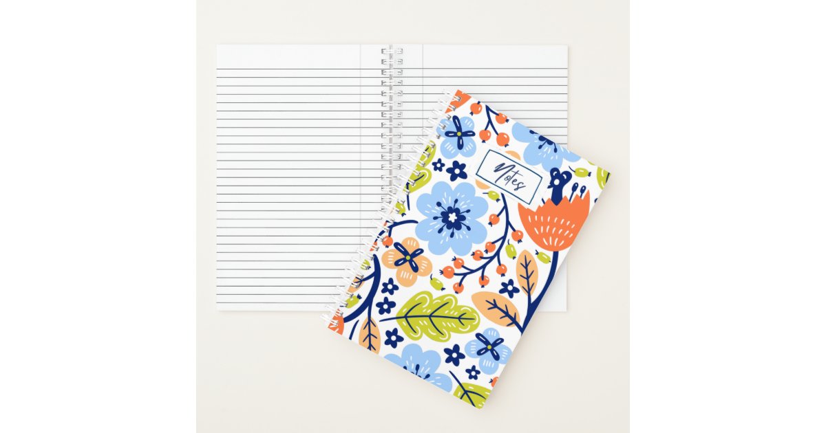 Pretty Notebook Color Floral Pattern | Zazzle