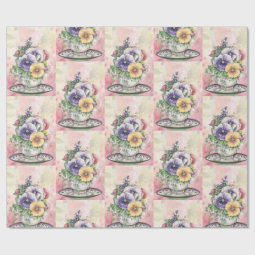 Pretty Painted Pansies Wrapping Paper | Zazzle