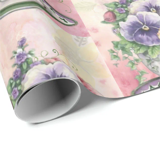 Pretty Painted Pansies Wrapping Paper | Zazzle