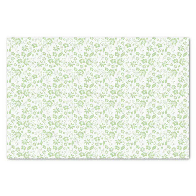 Pretty Pale Green Tropical Spring Flowers Tissue Paper | Zazzle