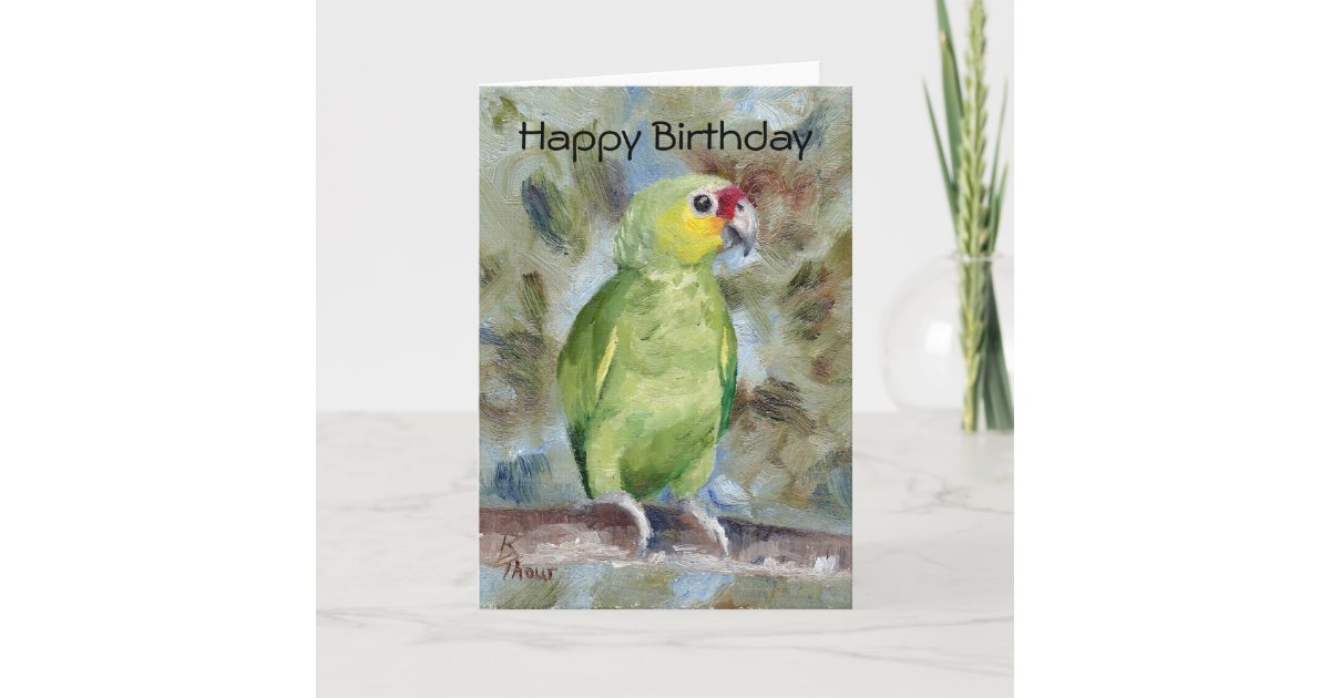 Pretty Parrot Birthday Card | Zazzle.com