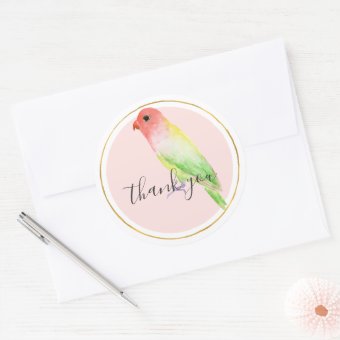 Pretty Parrot Thank you Classic Round Sticker | Zazzle