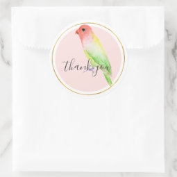 Pretty Parrot Thank you Classic Round Sticker | Zazzle