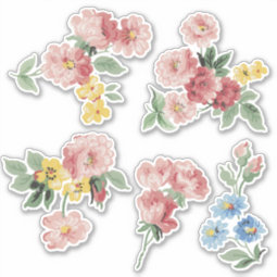 Pretty Pastel Flowers Sticker | Zazzle