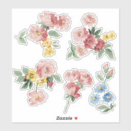 Pretty Pastel Flowers Sticker | Zazzle