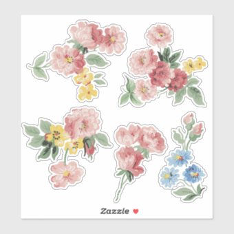 Pretty Pastel Flowers Sticker | Zazzle