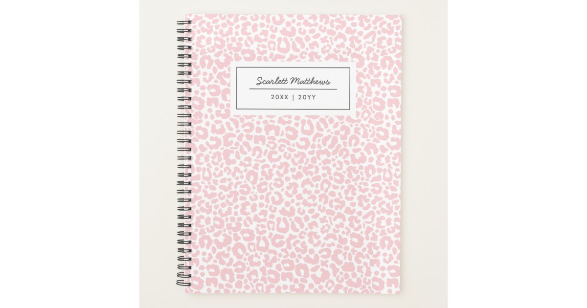 Pretty Pastel Leopard Pattern Print Name Pink Planner | Zazzle