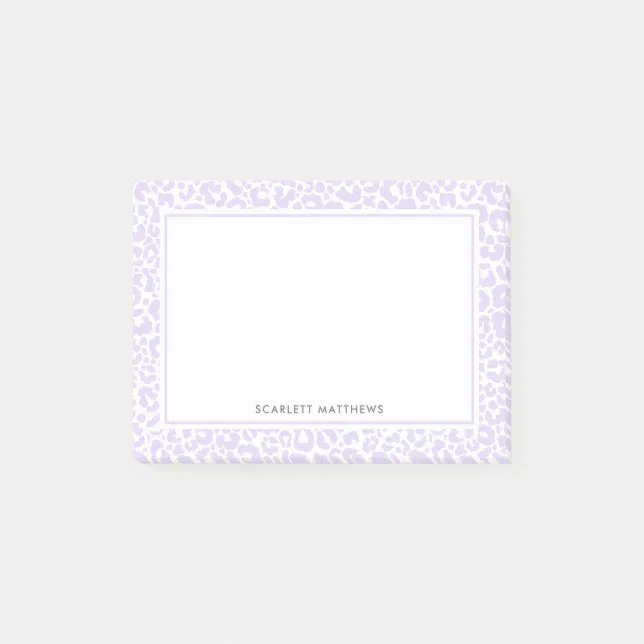 Pretty Pastel Leopard Print Pattern Purple Name Post-it Notes | Zazzle