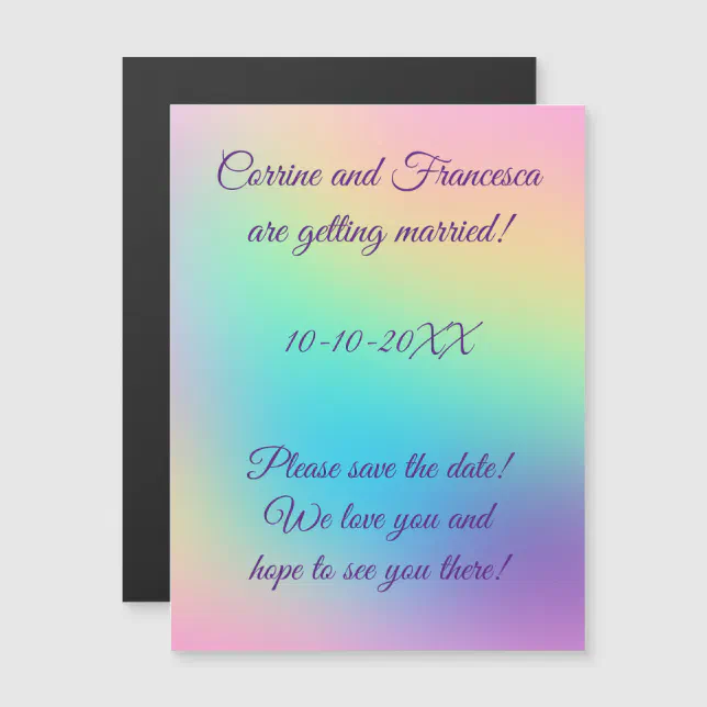 Pretty Pastel Rainbow Gradient Save the Date Magnetic Invitation | Zazzle