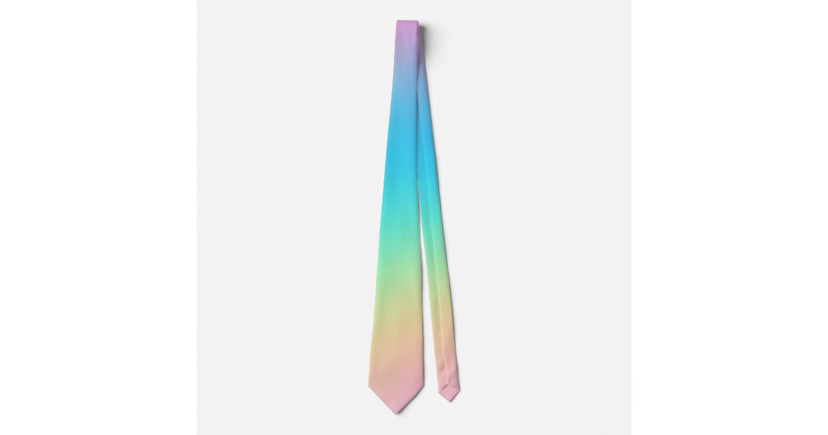 Pretty Pastel Rainbow Gradient Wedding Neck Tie | Zazzle