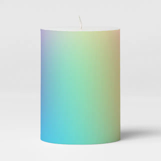 Pretty Pastel Rainbow Gradient Wedding Pillar Candle | Zazzle