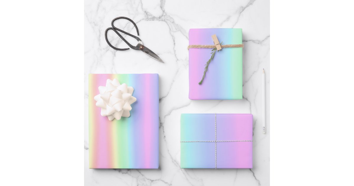Pretty Pastel Rainbow Gradient Wrapping Paper Sheets | Zazzle