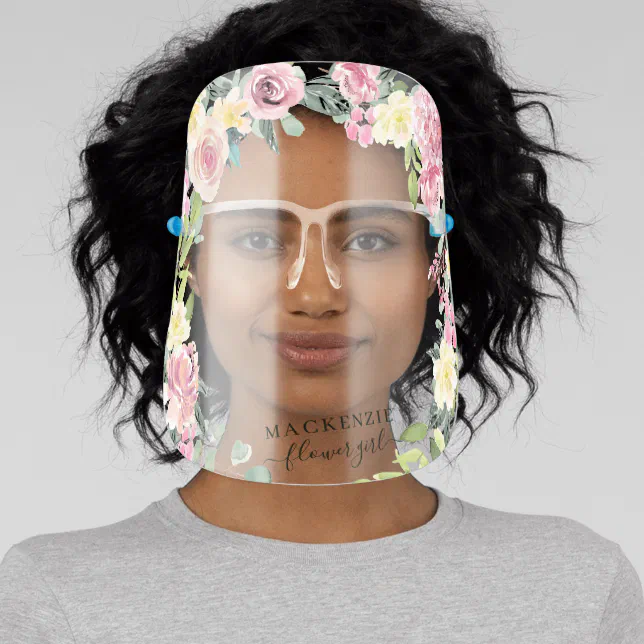 Pretty Pastel Watercolor Floral Flower Girl Face Shield | Zazzle