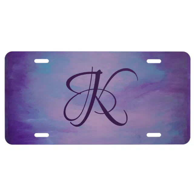 Pretty Pastels | Cute Pink Cloud Purple Blue Sky License Plate | Zazzle