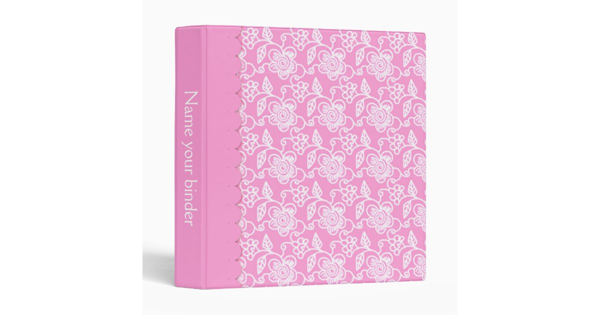 Pretty Patterned office binders Pink | Zazzle
