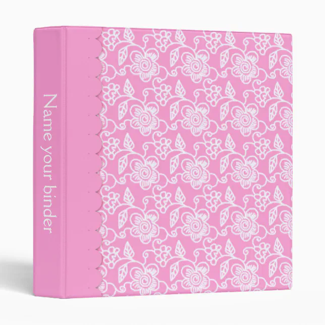 Pretty Patterned office binders Pink | Zazzle