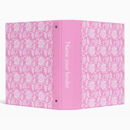 Pretty Patterned office binders Pink | Zazzle