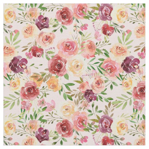 Pretty Peach Peony Floral Fabric | Zazzle