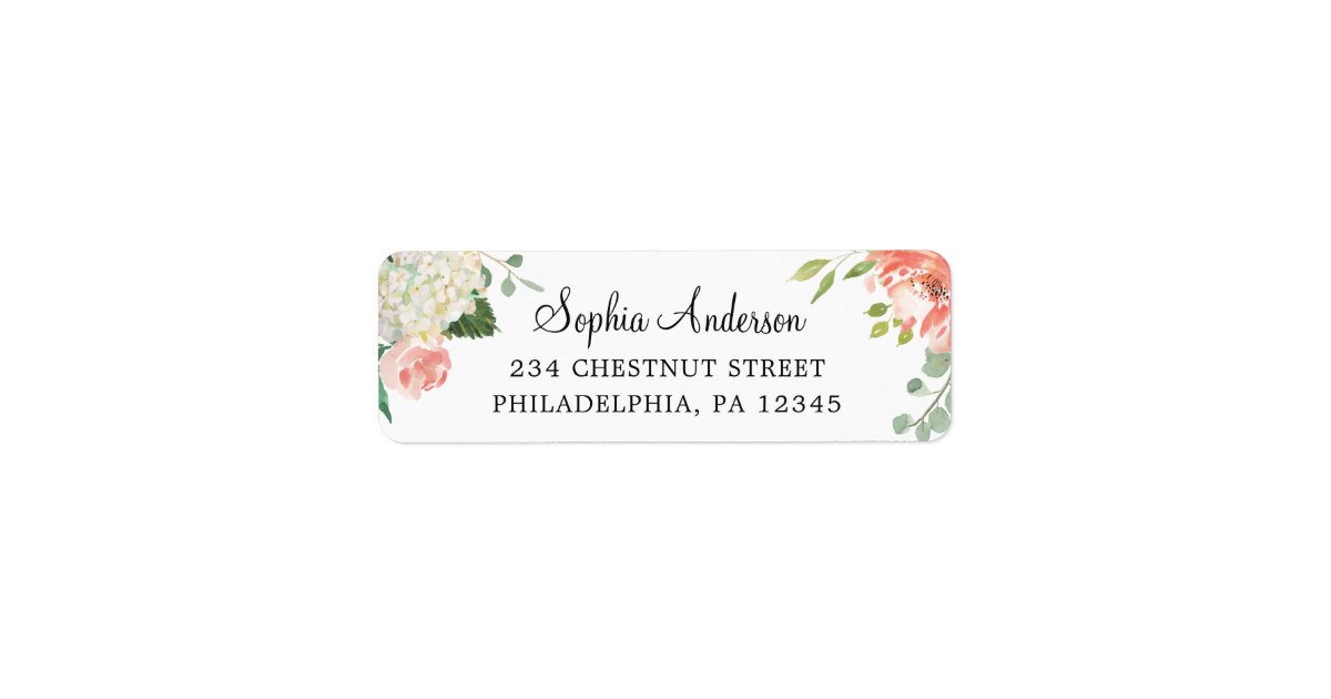 Pretty Peach Return Address Label Wedding | Zazzle