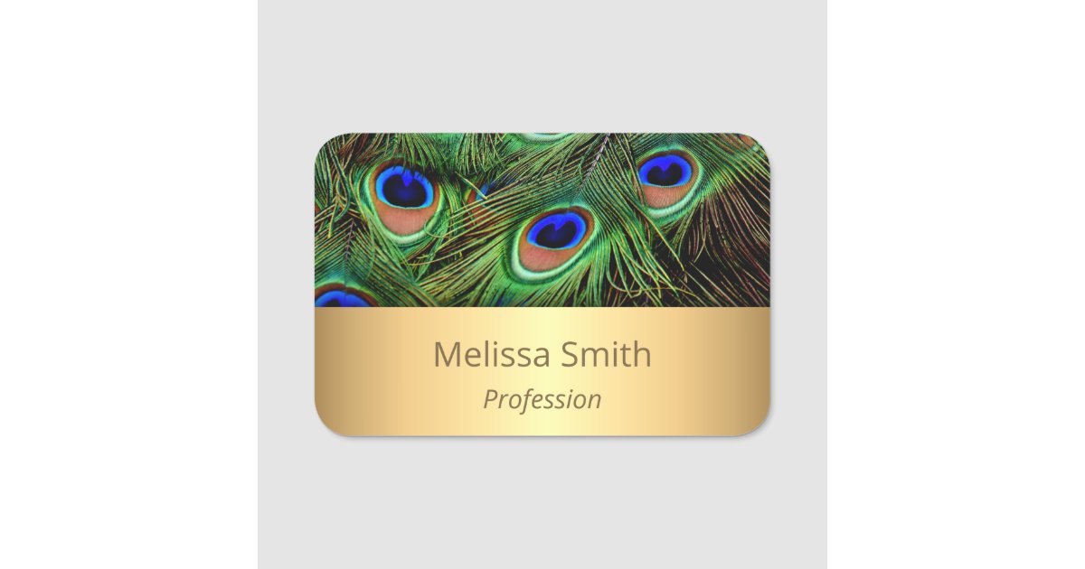 Pretty Peacock Feathers Name Tag | Zazzle
