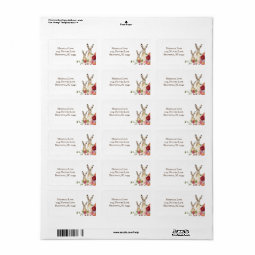 Pretty Peony Flowers and Bunny Rabbits Address Label | Zazzle