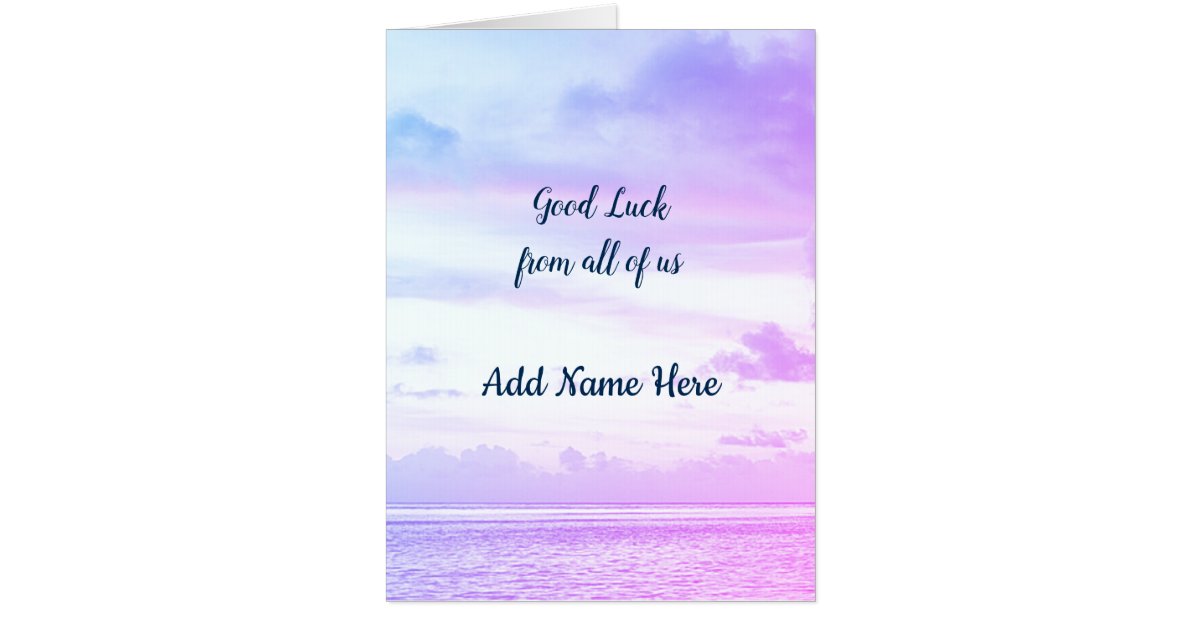 Pretty personalised Good Luck from all of us Card | Zazzle