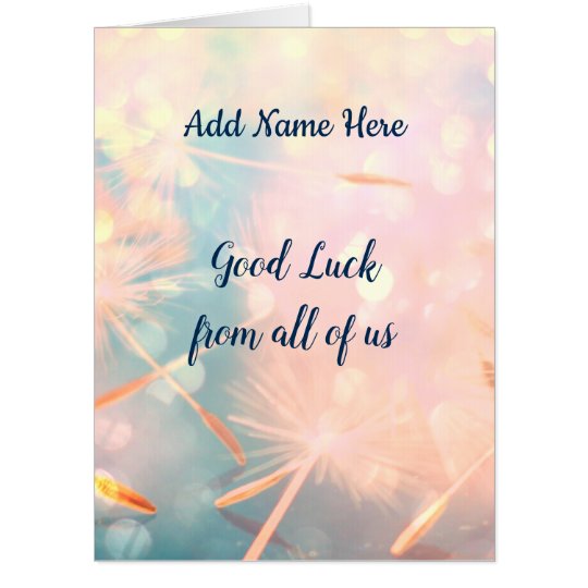 Pretty personalised Good Luck from all of us Card | Zazzle.com