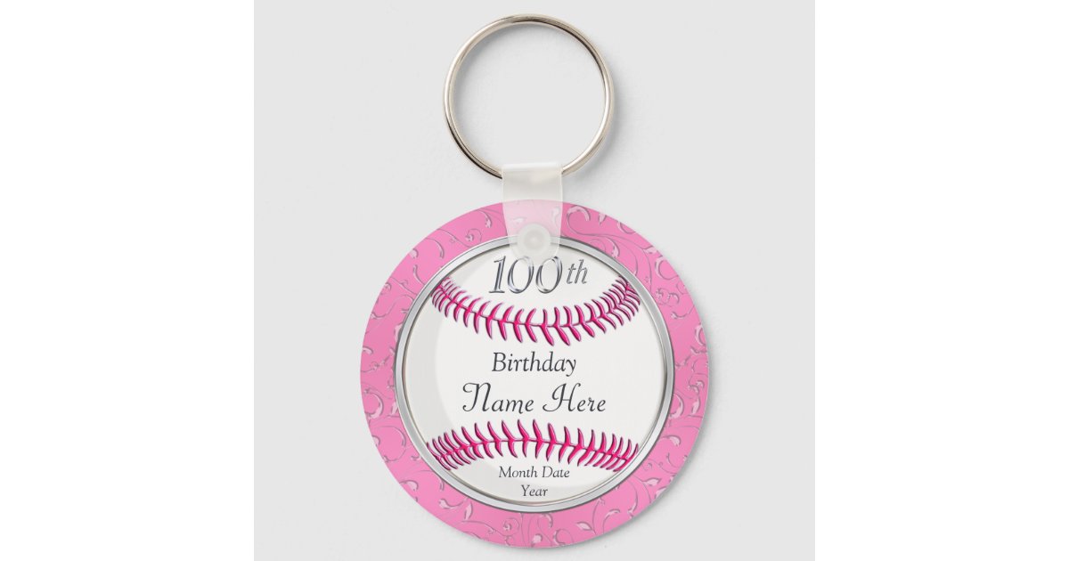 Pretty Personalized 100th Birthday Favors Keychain | Zazzle