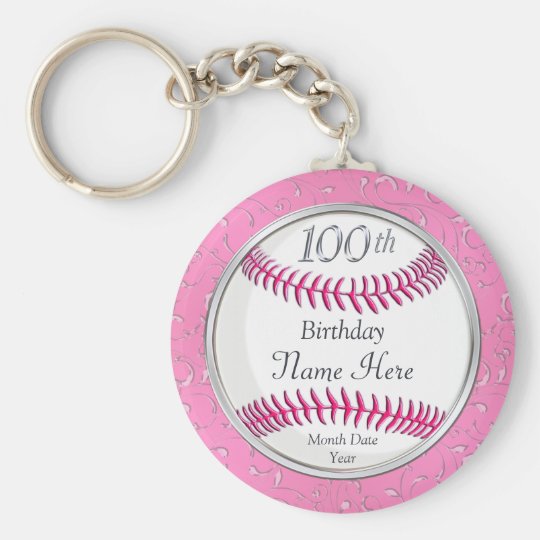 Pretty Personalized 100th Birthday Favors Keychain | Zazzle.com