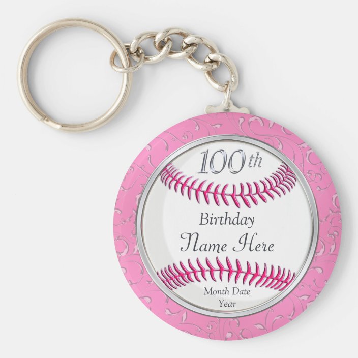 Pretty Personalized 100th Birthday Favors Keychain | Zazzle.com