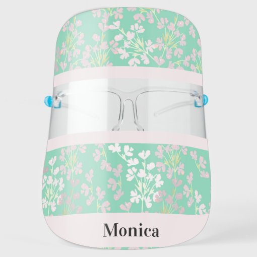Pretty Personalized all over Floral Flower print Face Shield | Zazzle