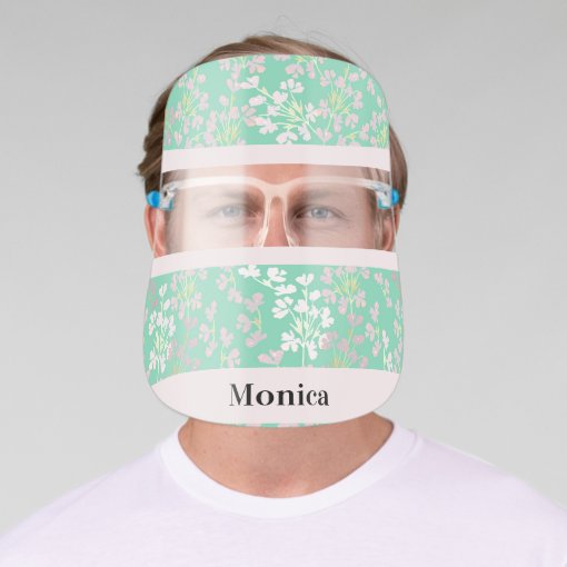 Pretty Personalized all over Floral Flower print Face Shield | Zazzle