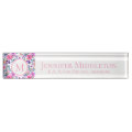 Pretty Personalized Pink Floral Monogram Desk Name Plate | Zazzle