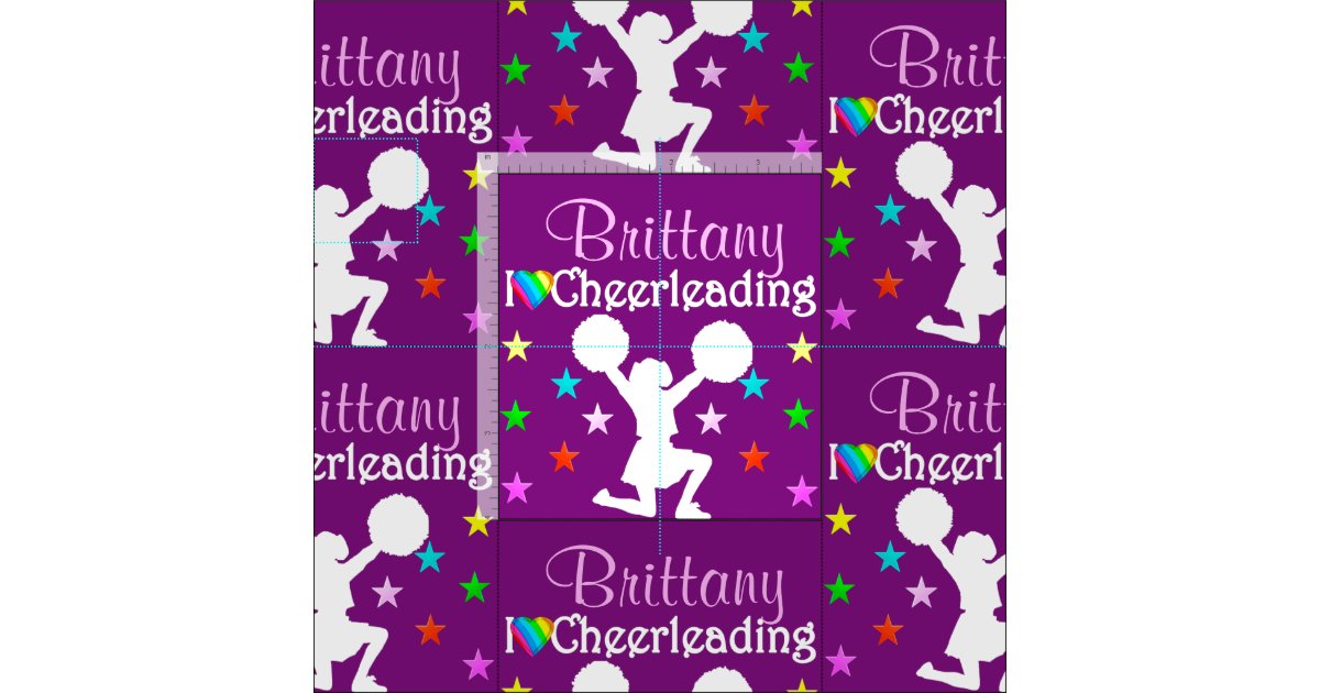 PRETTY PERSONALIZED PURPLE CHEERLEADING FABRIC | Zazzle