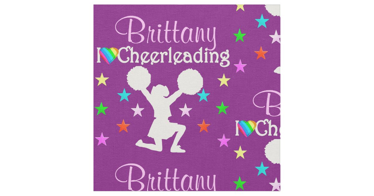 PRETTY PERSONALIZED PURPLE CHEERLEADING FABRIC | Zazzle