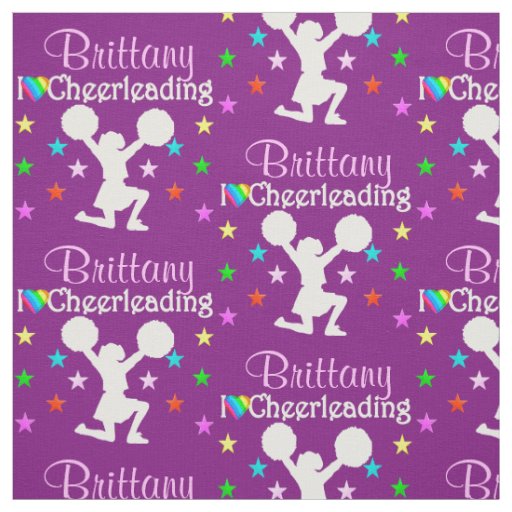 PRETTY PERSONALIZED PURPLE CHEERLEADING FABRIC | Zazzle