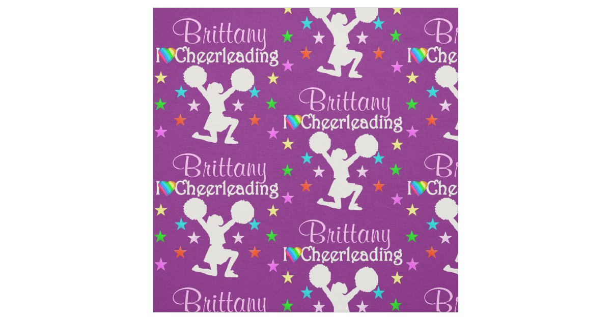 PRETTY PERSONALIZED PURPLE CHEERLEADING FABRIC | Zazzle