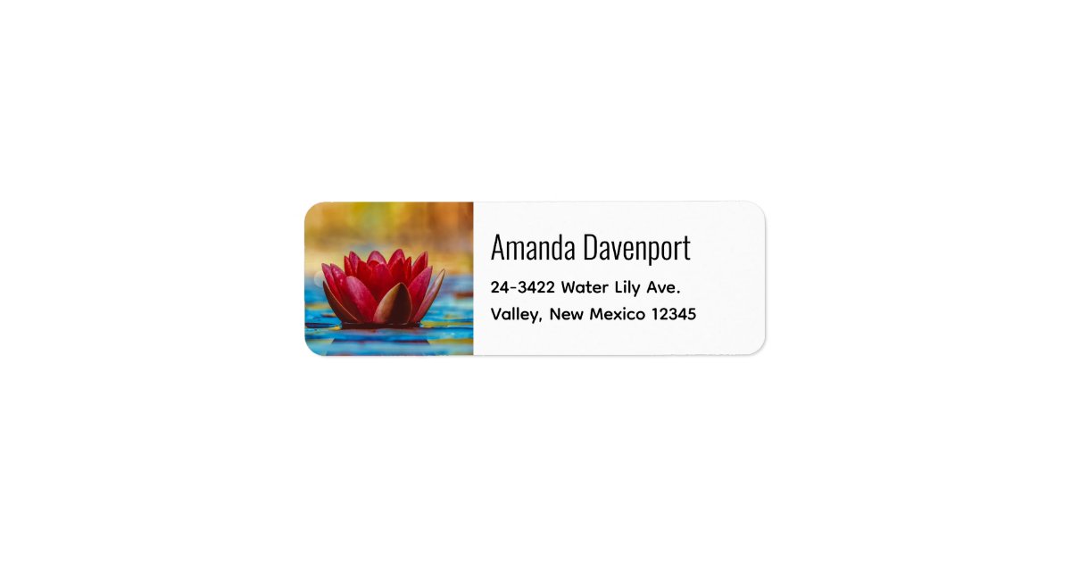 Pretty Photo of a Lotus Flower in a Pond Label | Zazzle