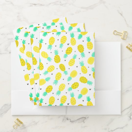 Pretty Pineapple Pattern Pocket Folder | Zazzle.com