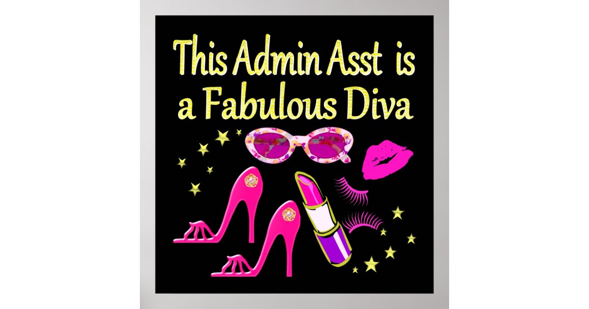 PRETTY PINK ADMIN ASST DIVA DESIGN POSTER | Zazzle
