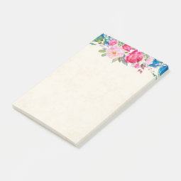 Pretty Pink and Blue Flower Border Post-it Notes | Zazzle