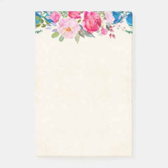 Pretty Pink and Blue Flower Border Post-it Notes | Zazzle