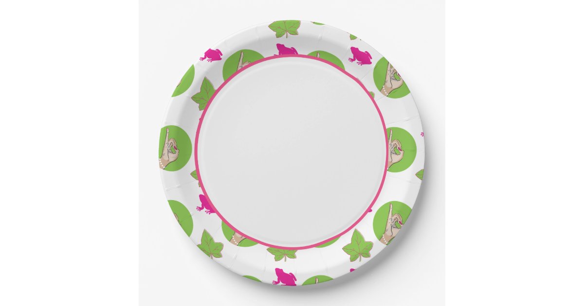 Pretty Pink and green paper plates | Zazzle